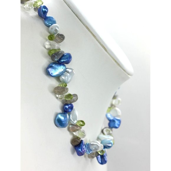 sterling | Jewelry | 925 Sterling Dyed Blister Pearls Peridot Necklace ...